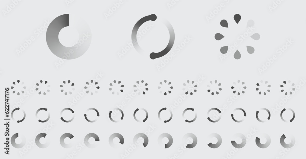 Circular Loading Buffering Icons Vector Set Video Ready for Animation ...