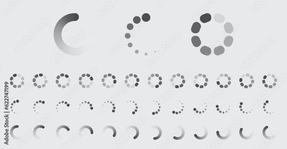 Circular Loading Buffering Icons Vector Set Video Ready for Animation ...