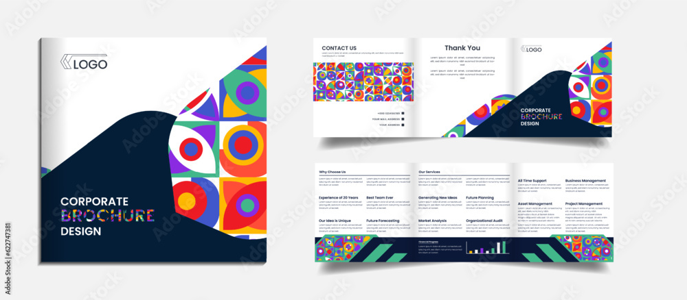 Fototapeta mapa świata dla dzieci Creative corporate square trifold ...