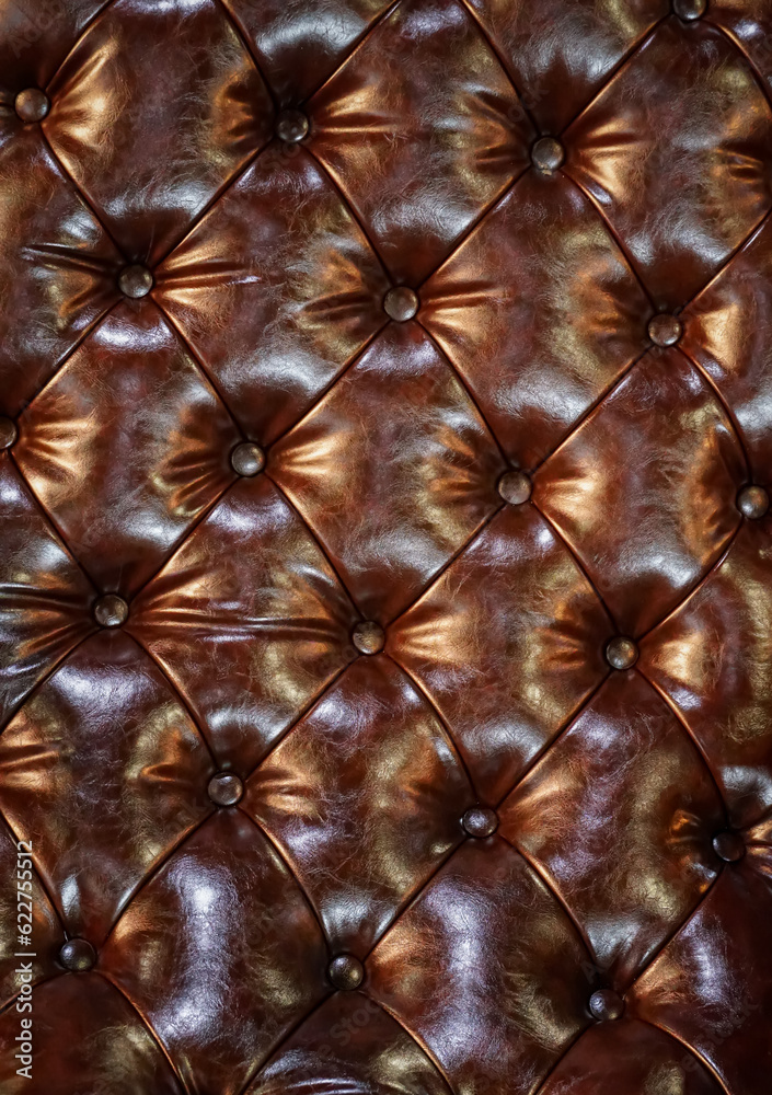 Genuine luxurious of an elegant vintage Chesterfield pattern brown ...