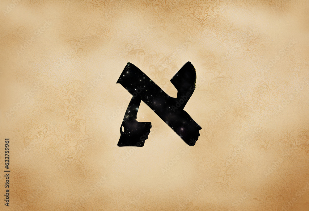 The letter Aleph א hebrew letter handwritten in black with glowing ...