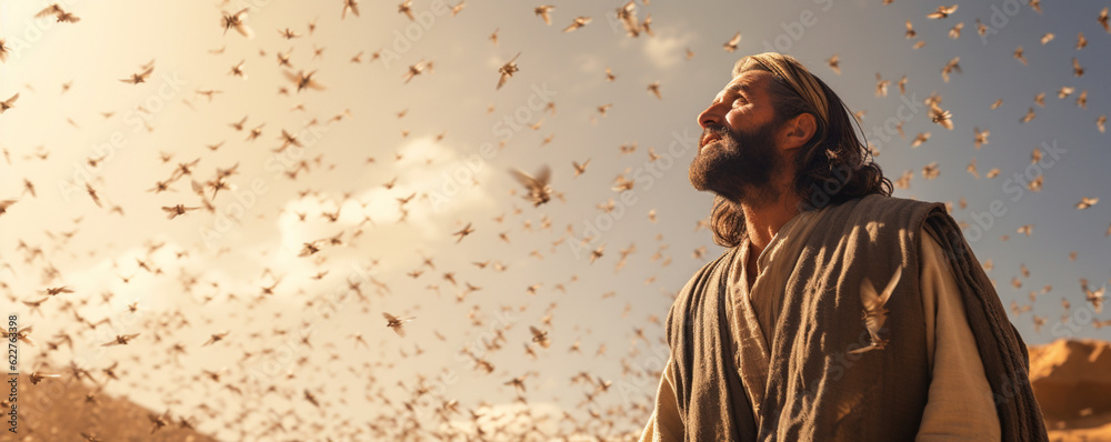 Bible Prophet Amos with Locust Infestation Vision Stock Illustration ...