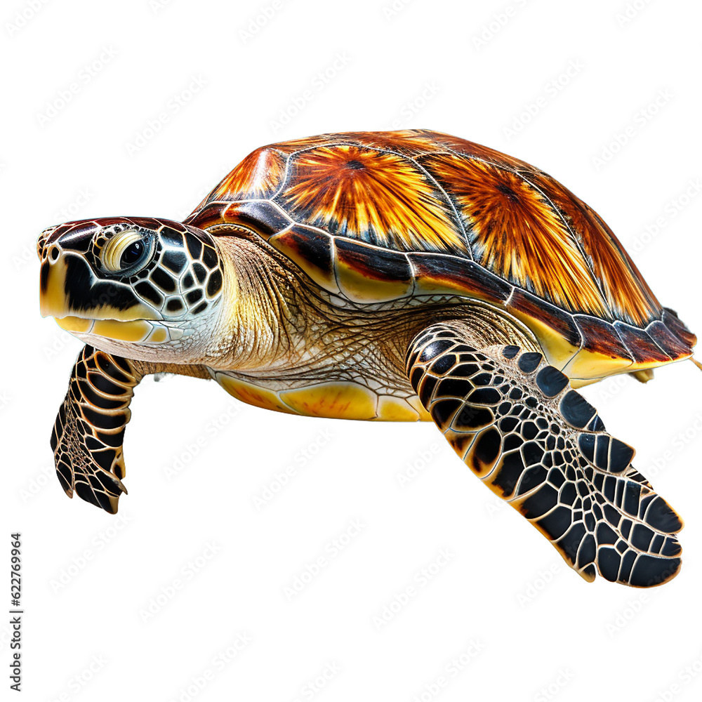 sea turtle (ocean marine animal) isolated on transparent background ...