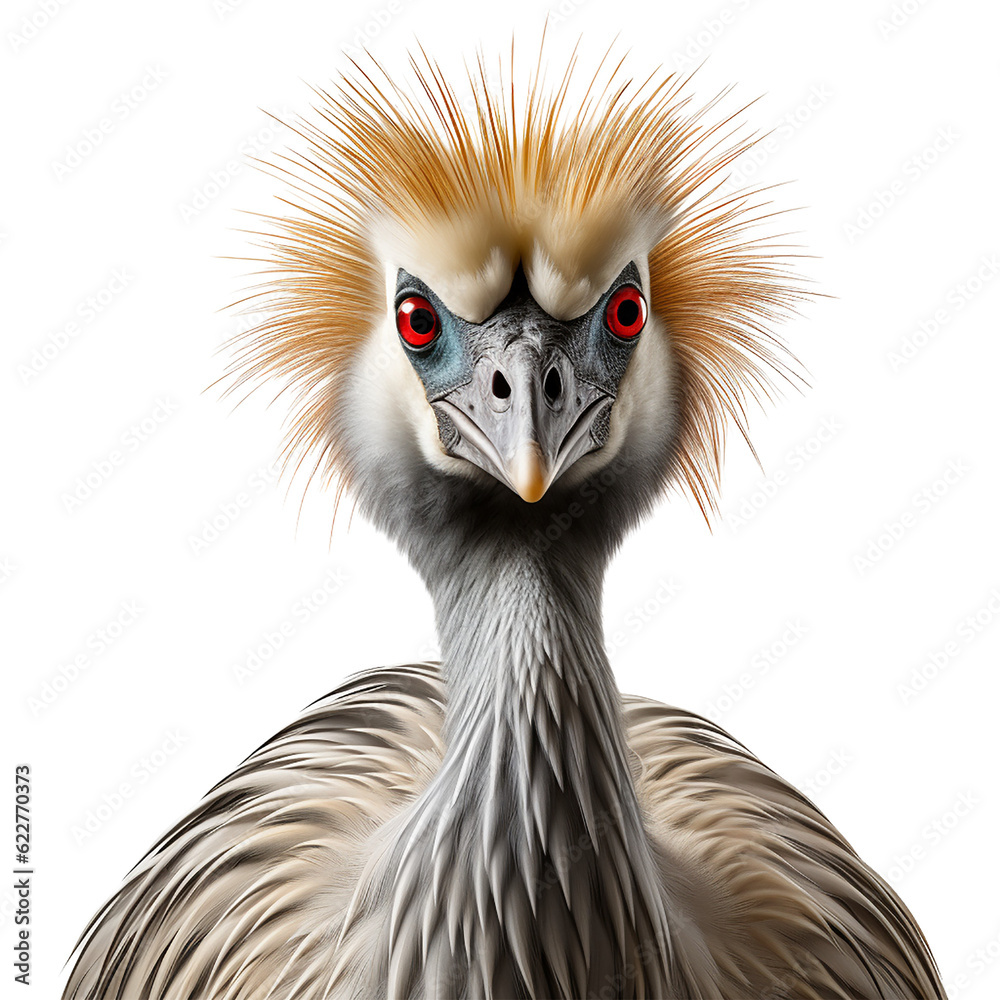 crane bird face shot, isolated on transparent background cutout ...