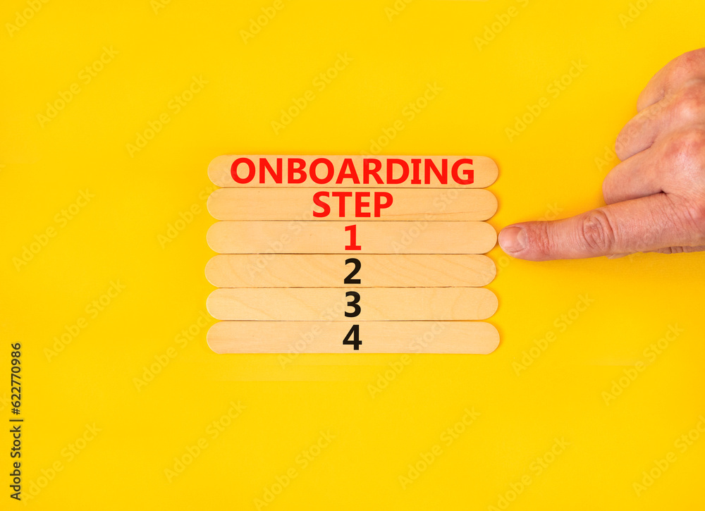 Time to step 1 onboarding symbol. Concept words Onboarding step 1 on ...