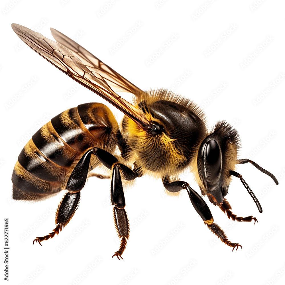 honey bee side view , isolated on transparent background Stock ...