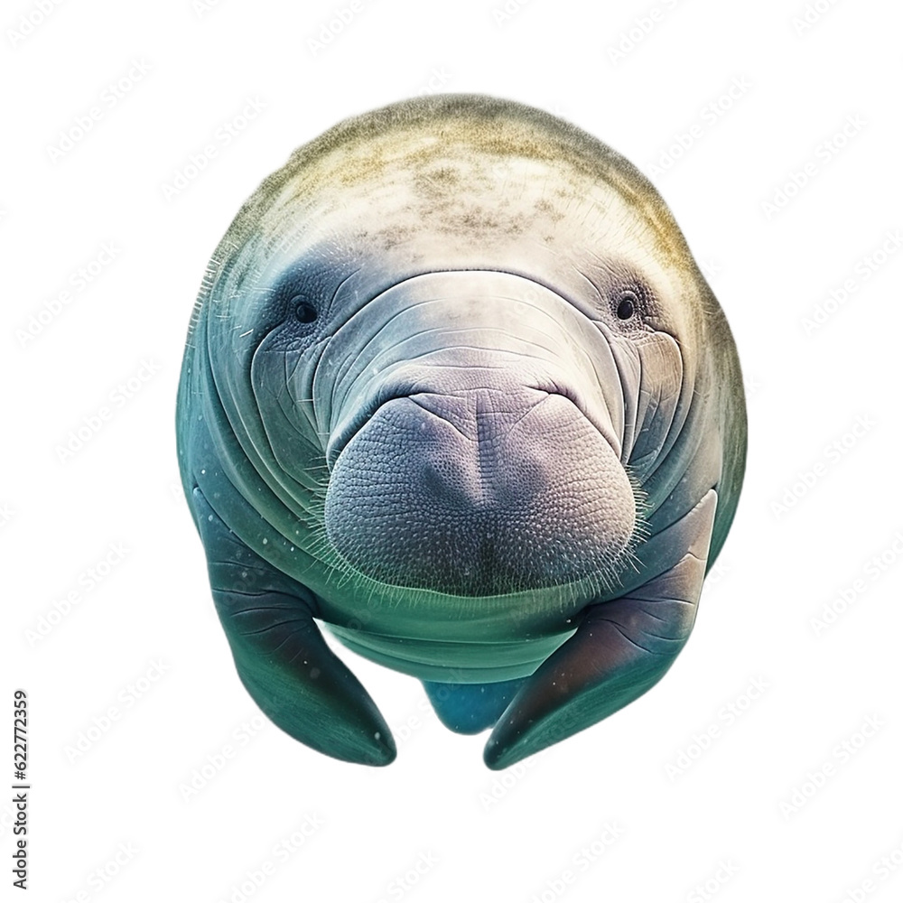 manatee face shot , isolated on transparent background cutout Stock ...