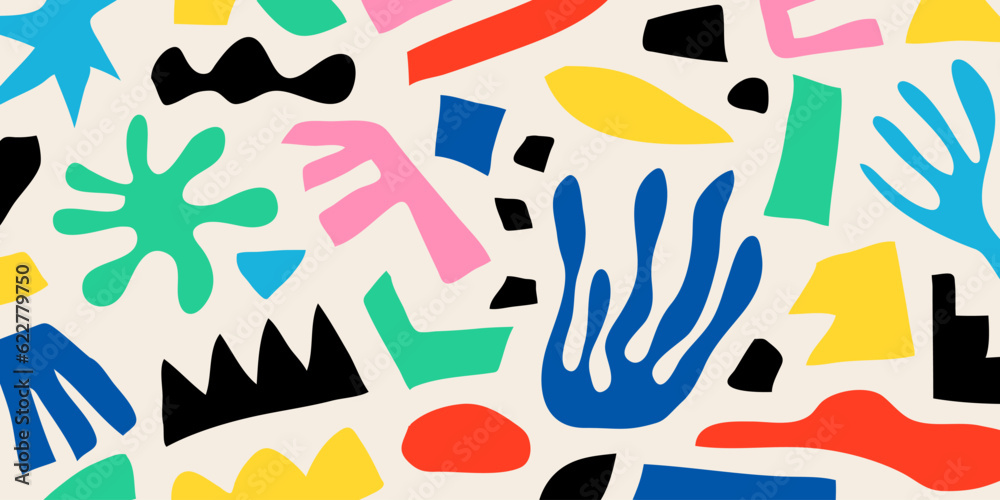Cute pattern with abstract shapes in matisse style. Background with ...
