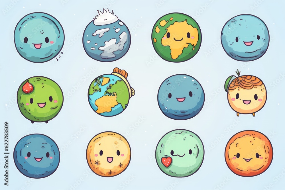 Planet of Emotions: Hand-Drawn, Textured and Stencil-Based Globe ...
