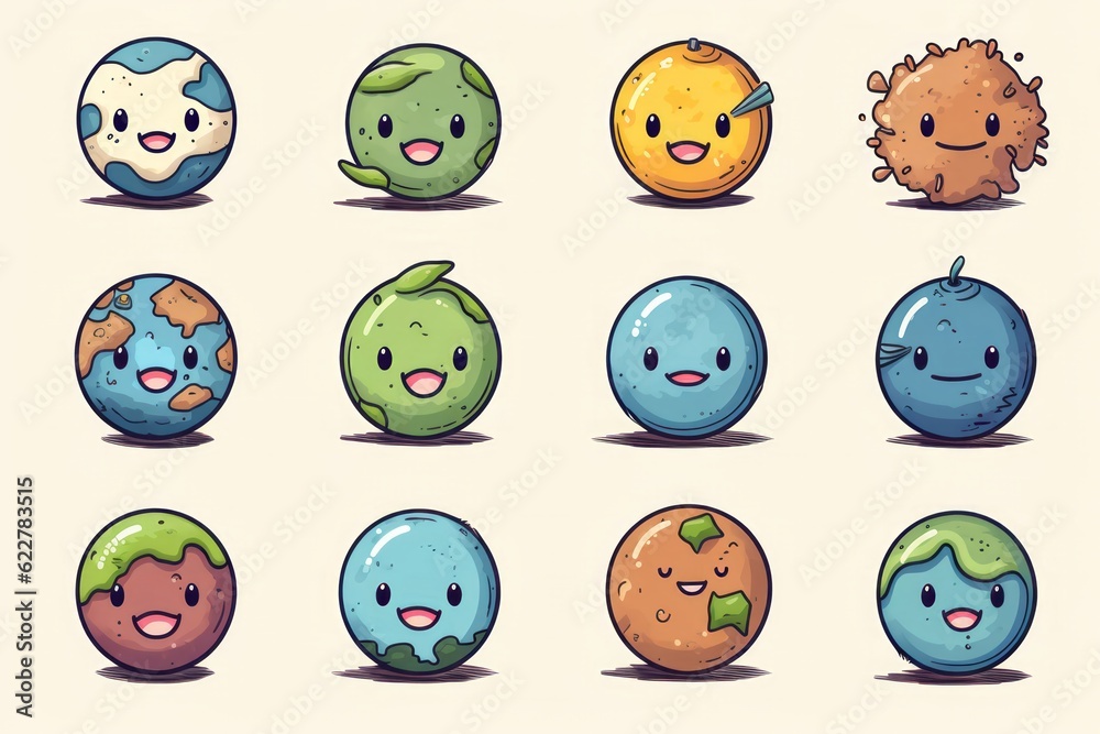 Planet of Emotions: Hand-Drawn, Textured and Stencil-Based Globe ...