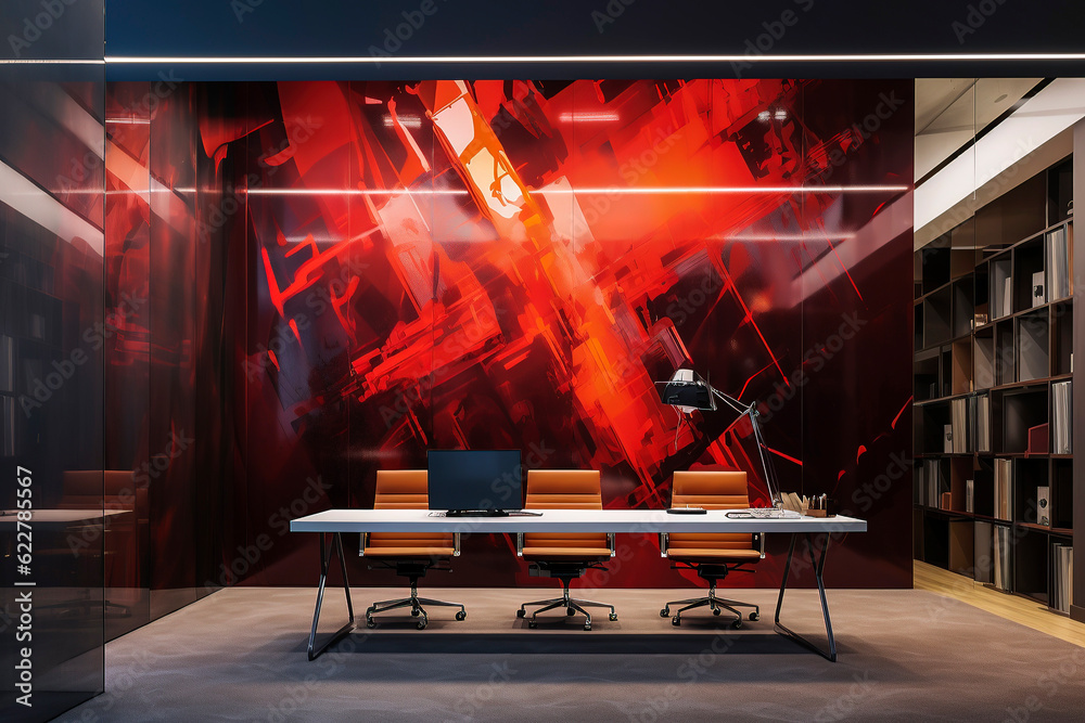 Generative AI illustration of Modern office and workspace with art ...