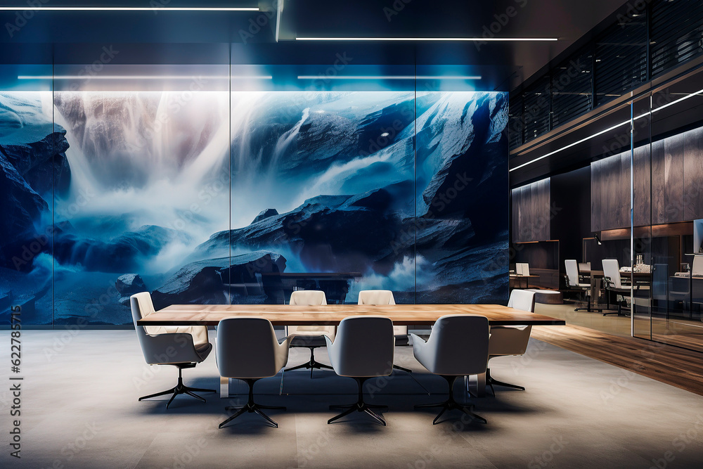 Generative AI illustration of Modern office and workspace with art ...