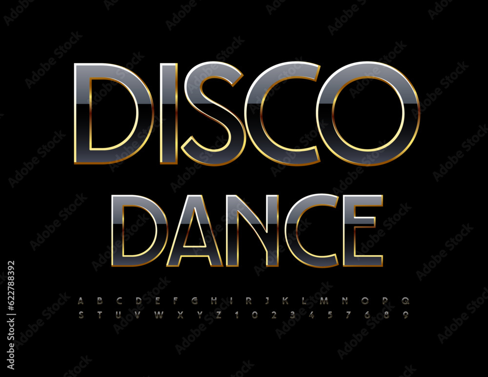 Vector stylish icon with text Disco Dance. Black Slim Font. Modern ...