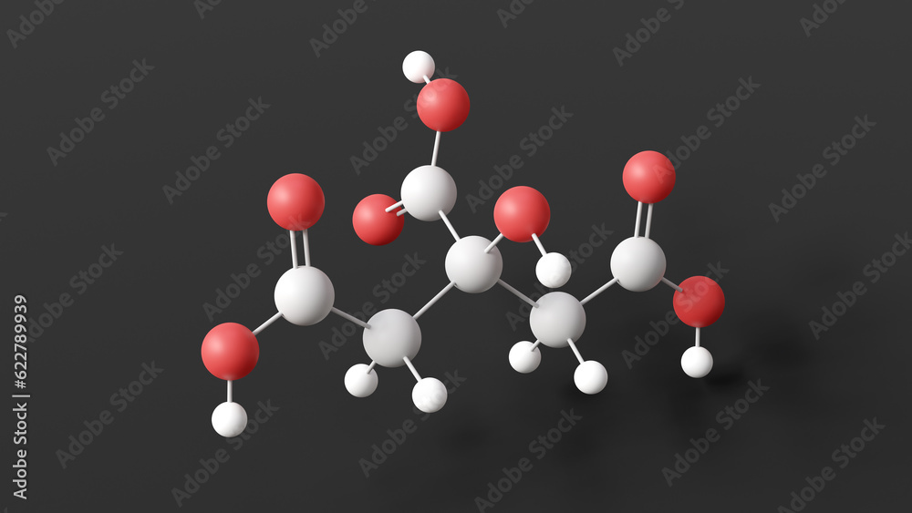 citric acid molecule, molecular structure, colorless weak organic acid ...