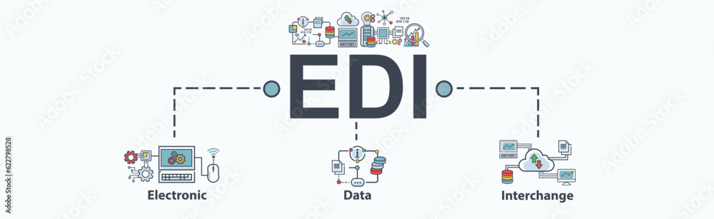 EDI banner web icon vector for electronic data interchange of business ...
