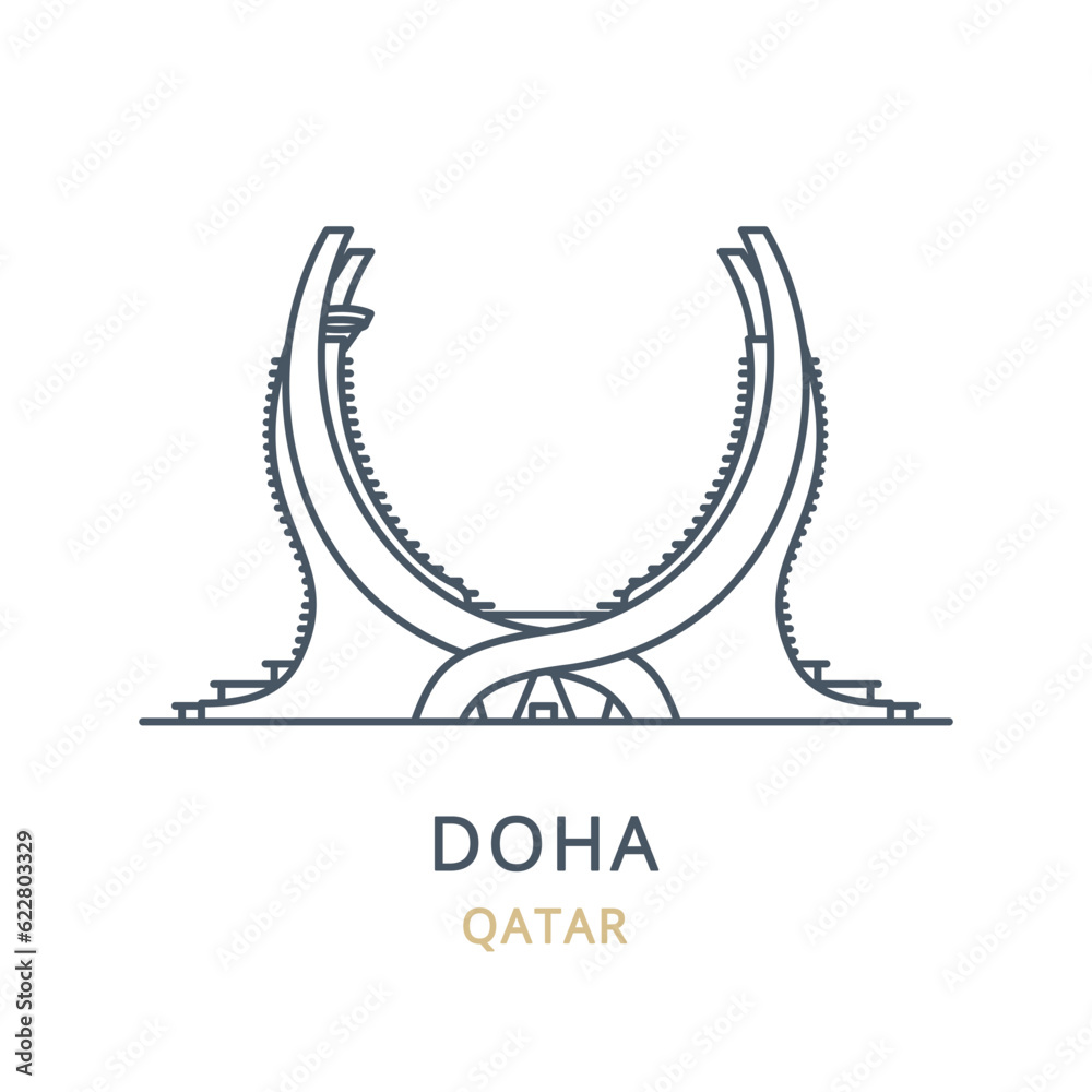Vector icon of the city landmark of DOHA in the country of QATAR ...