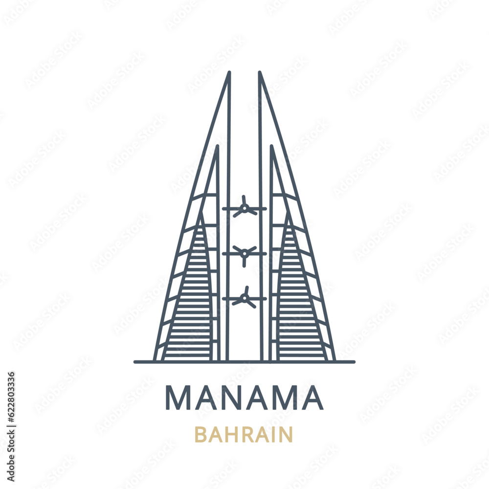 Vector icon of the city landmark of MANAMA in the country of BAHRAIN ...
