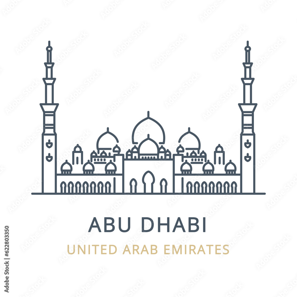 Vector icon of the city landmark of ABU DHABI in the country of UNITED ...
