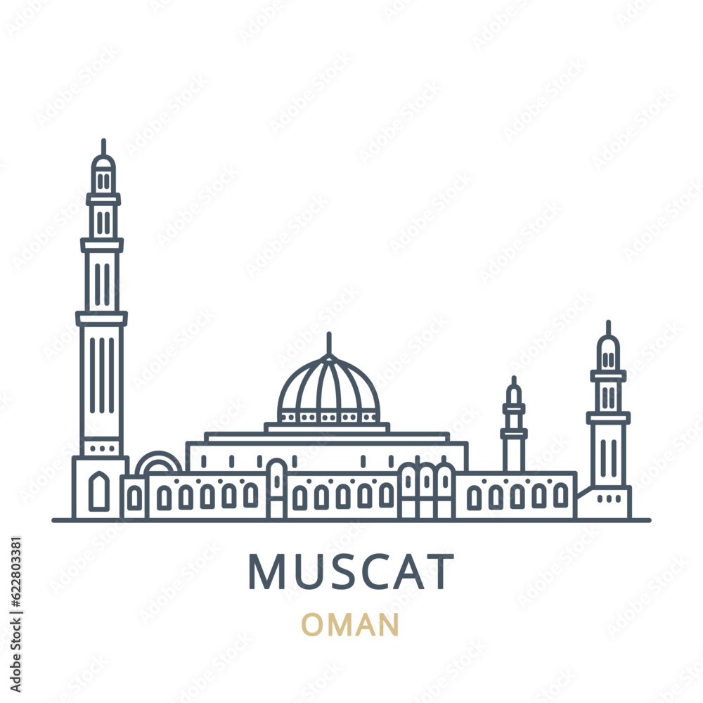 Vector icon of the city landmark of MUSCAT in the country of OMAN ...