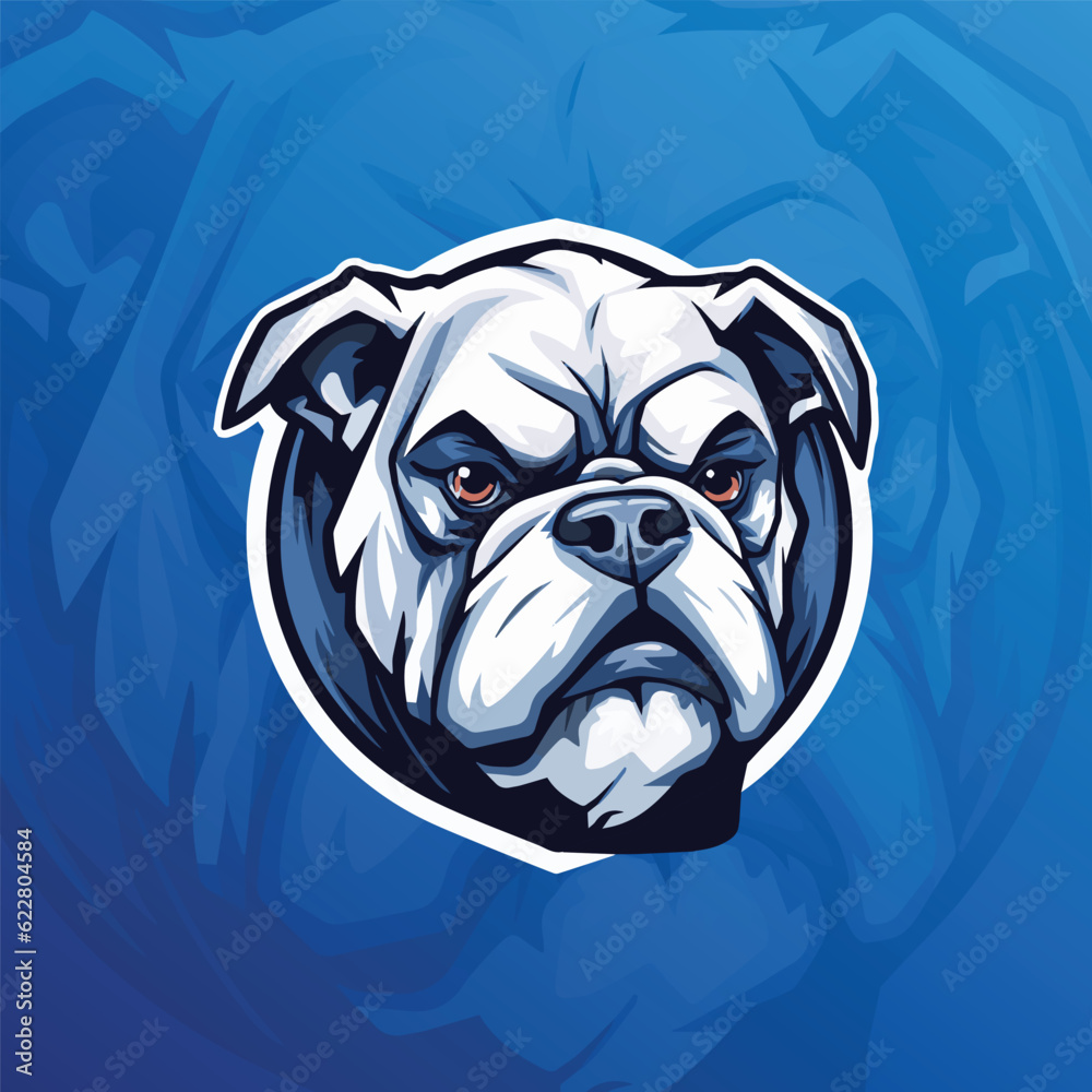 White Bulldog Mascot Logo, Bulldog Logo design for Esports Team Badge ...
