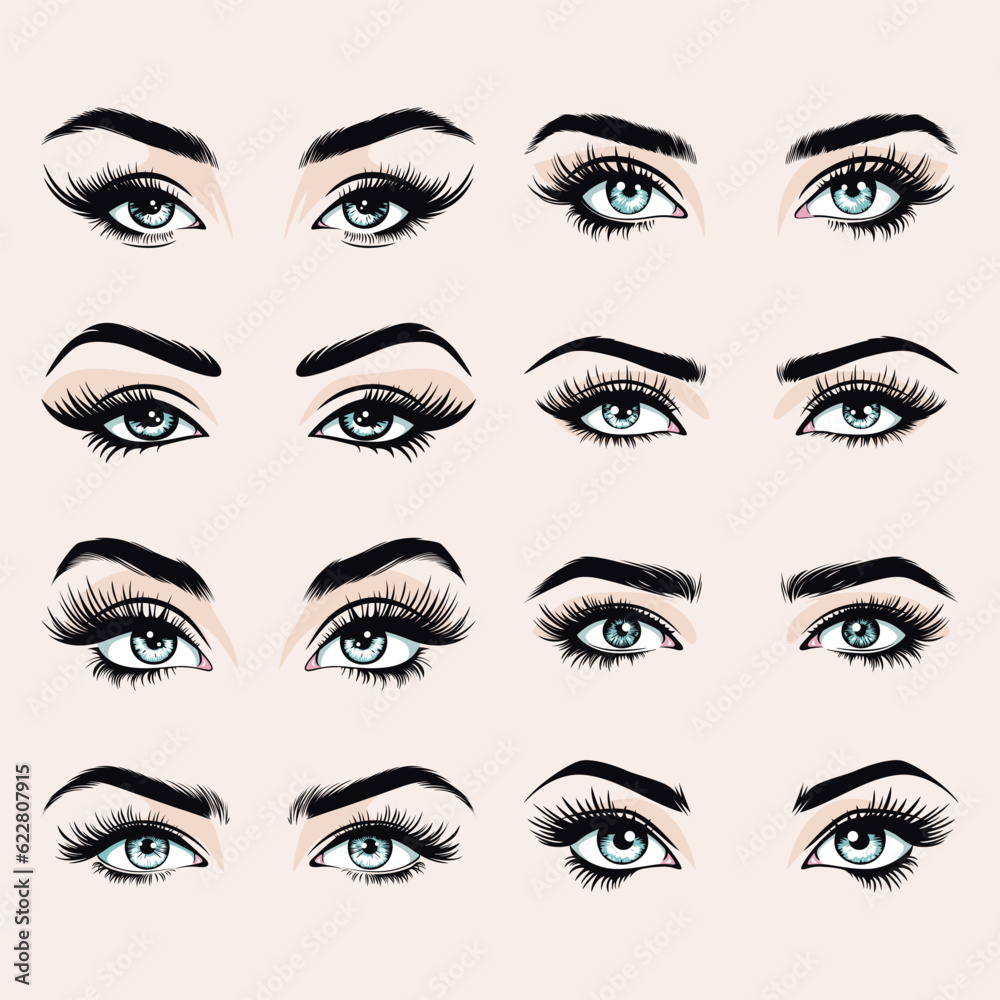 Vector Hand Drawn Woman S Female Sexy Eyes Perfectly Shaped Eyelashes