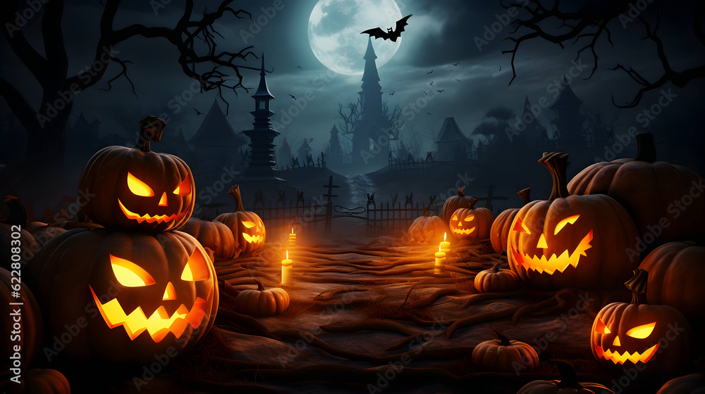 Halloween spooky night background. AI generated image Stock ...