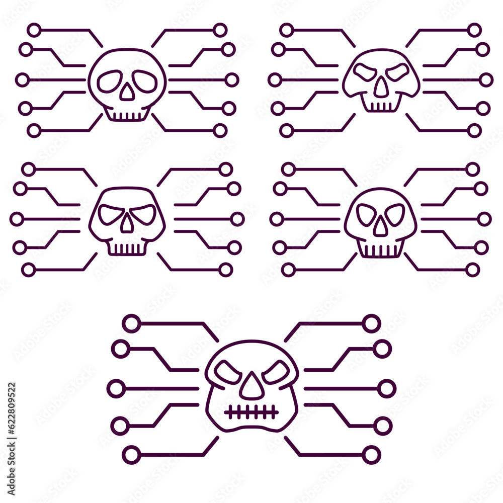 Human skull in digital.Concept of network security Computer virus ...