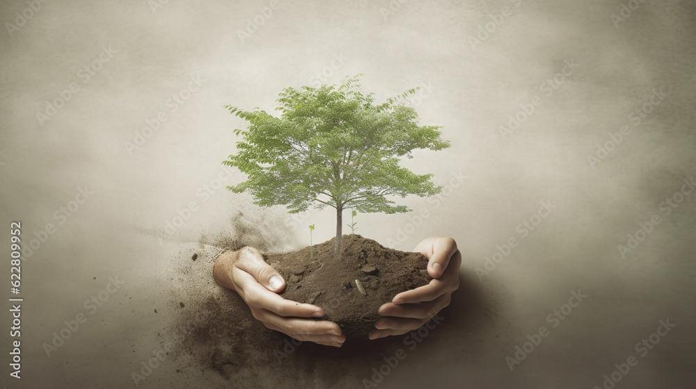 Hand Planting a Tree in Soil Stock Illustration | Adobe Stock