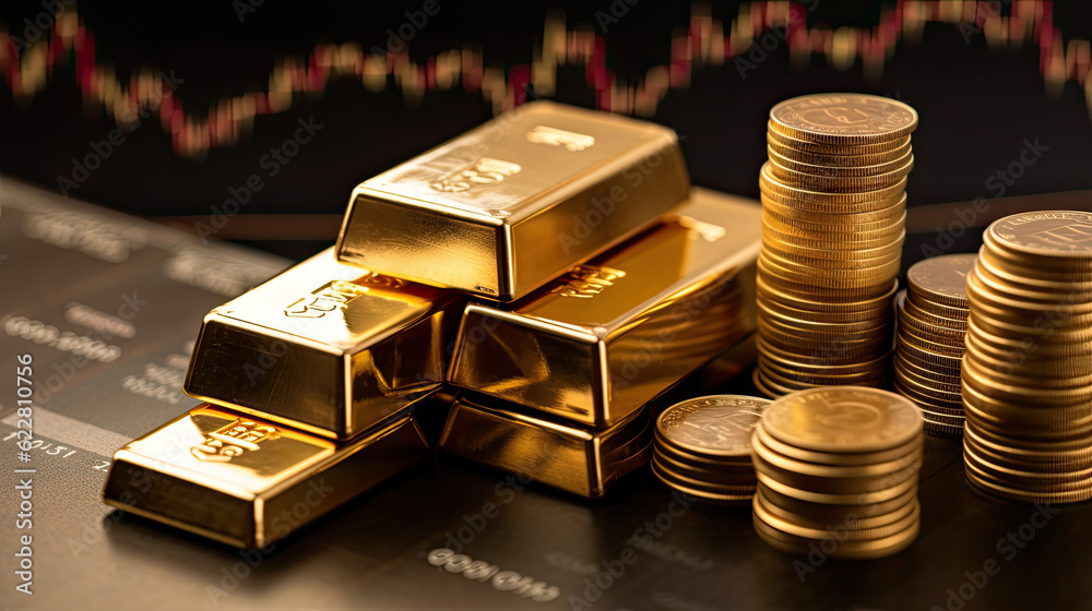 Gold price and rising chart. Business and finance concept. Gold market ...