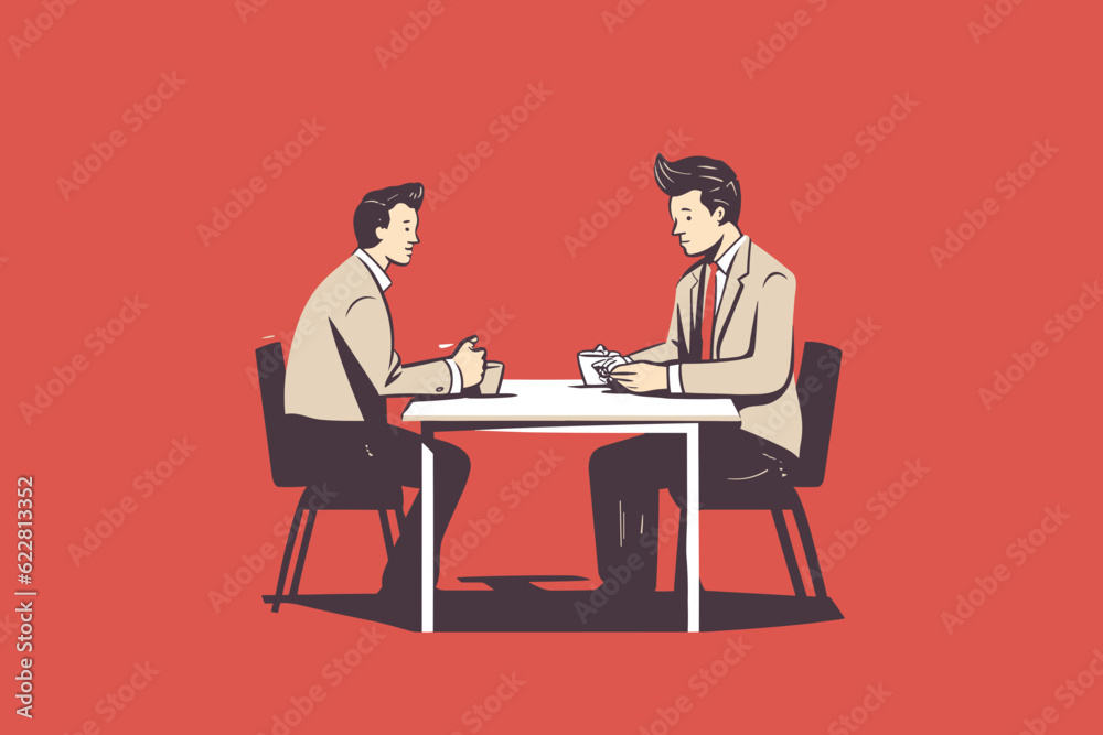 Doodle inspired Interview, cartoon sticker, sketch, vector ...