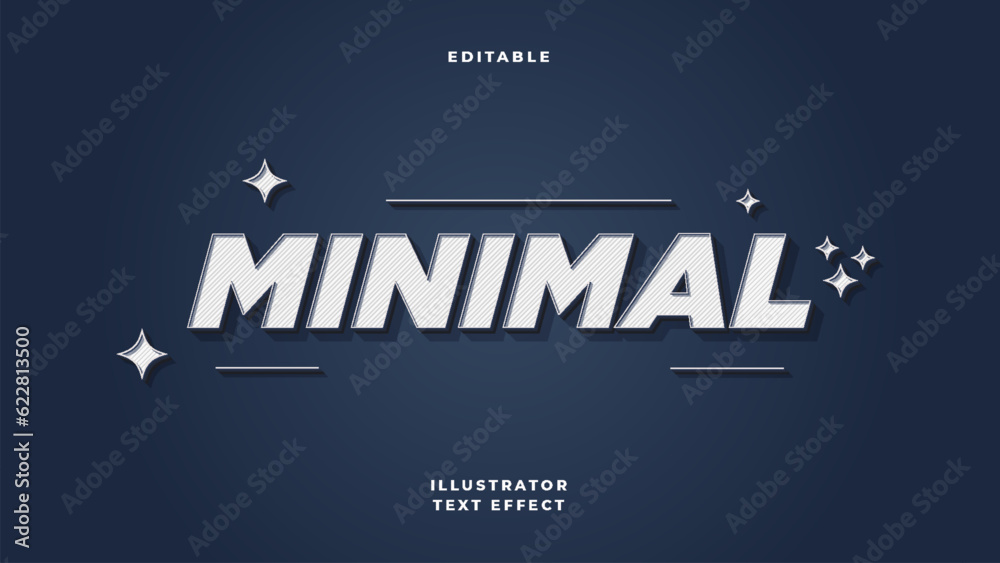 Editable 3D White Minimal Text Effect Style. Vector Illustration ...