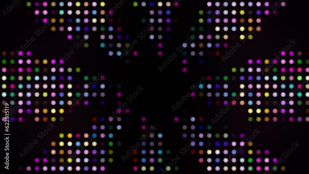 digital dots pattern in colorful palette animation wall. Glowing ...