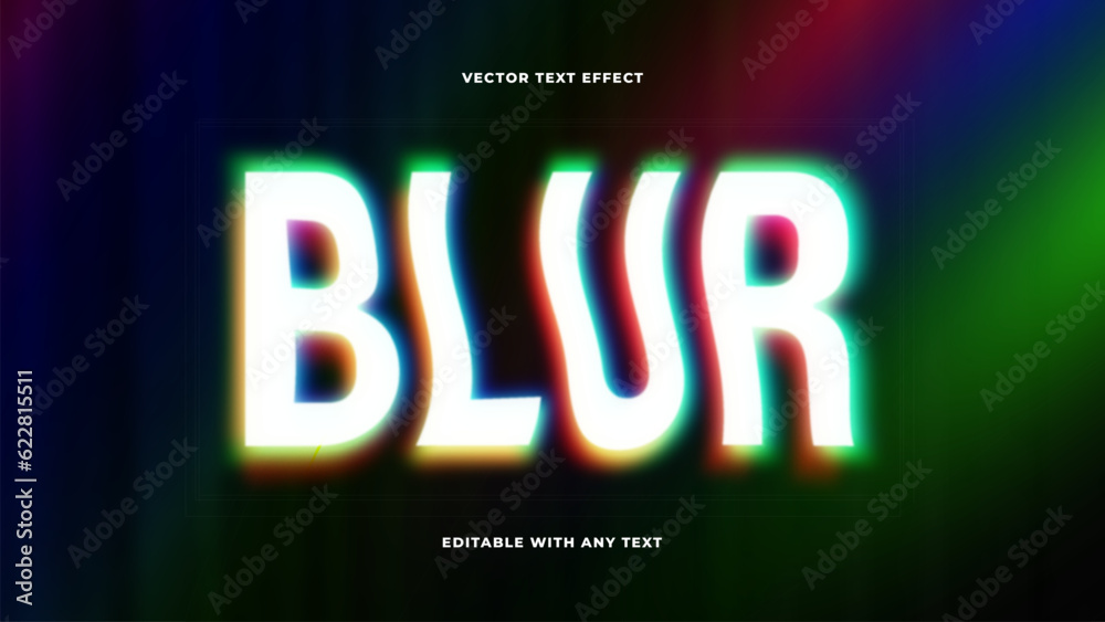 Editable 3D RGB Blur Glitch Text Effect Style. Vector Illustration ...