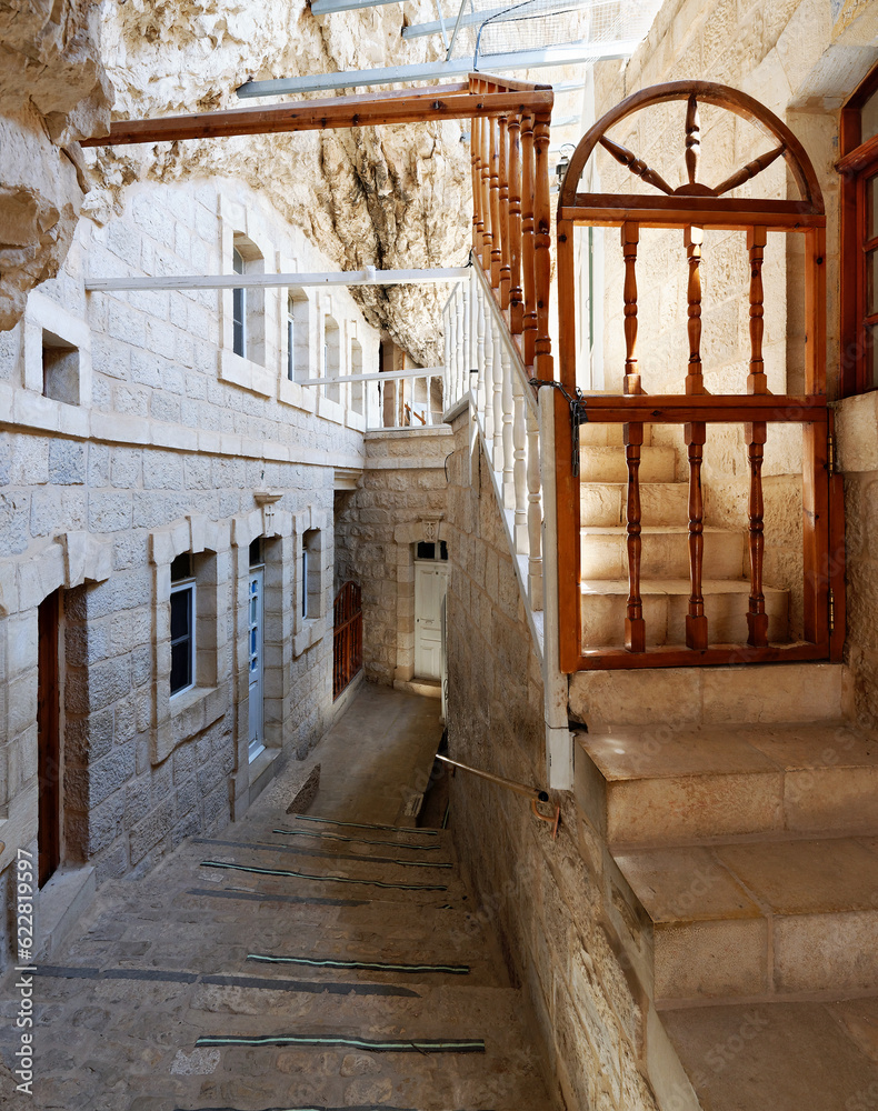 JERICHO, PALESTINE - JUNE 21,2023: Inside alley at the Greek Orthodox ...