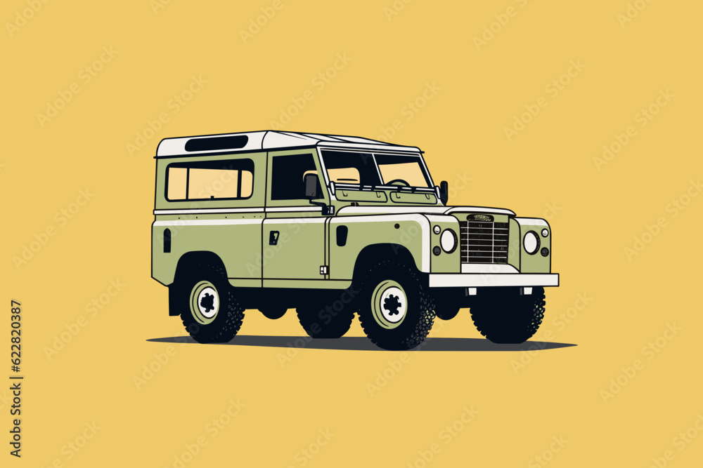 Doodle inspired Land rover, cartoon sticker, sketch, vector ...