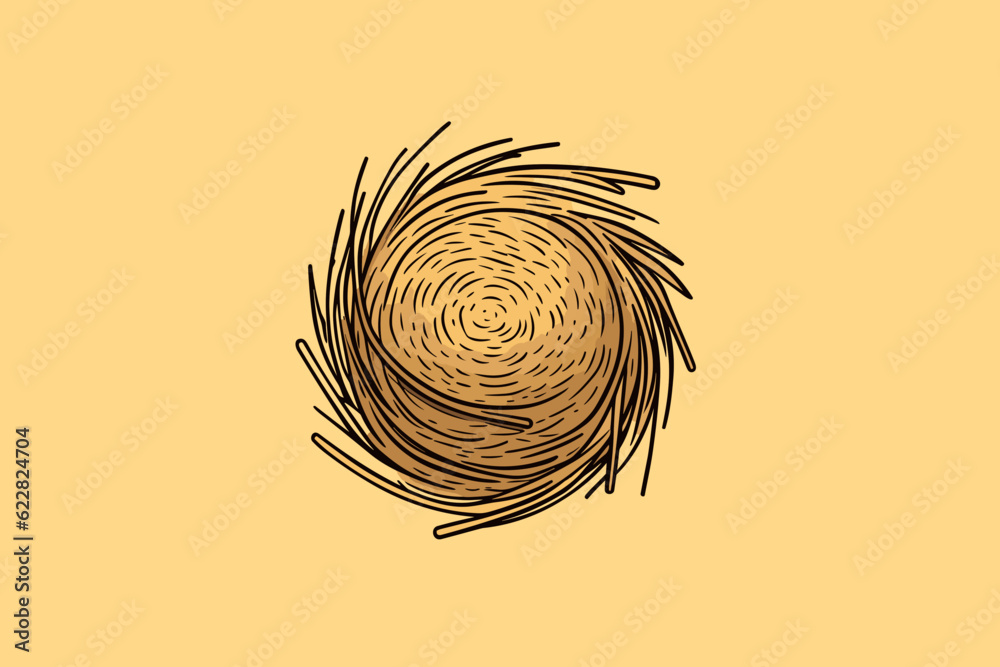 Doodle inspired Tumbleweed, cartoon sticker, sketch, vector ...