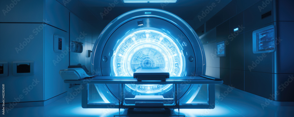 Magnetic resonance system imaging Scan procedure. Stock Illustration ...