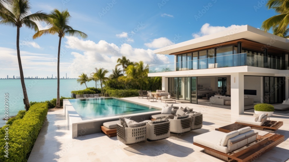 Villa in a prime oceanfront location in Miami, offering stunning views ...