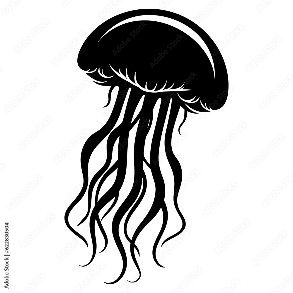 Jellyfish simple black silhouette logo svg vector Stock Vector | Adobe ...