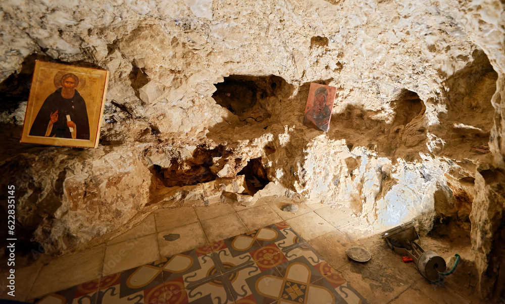 Inside the cave on the Mount of Temptation where Jesus Christ ...