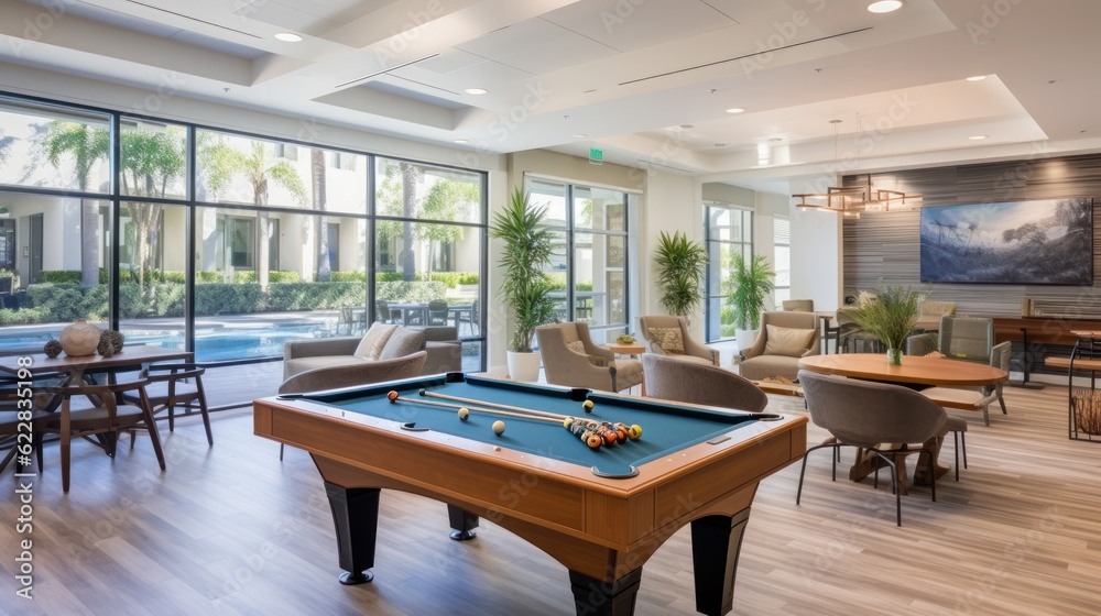 Game room with a pool table, a foosball table, and other entertaining ...