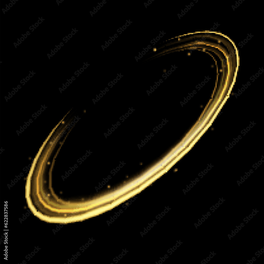 Neon swirl. Curve blue line light effect. Abstract ring background with ...