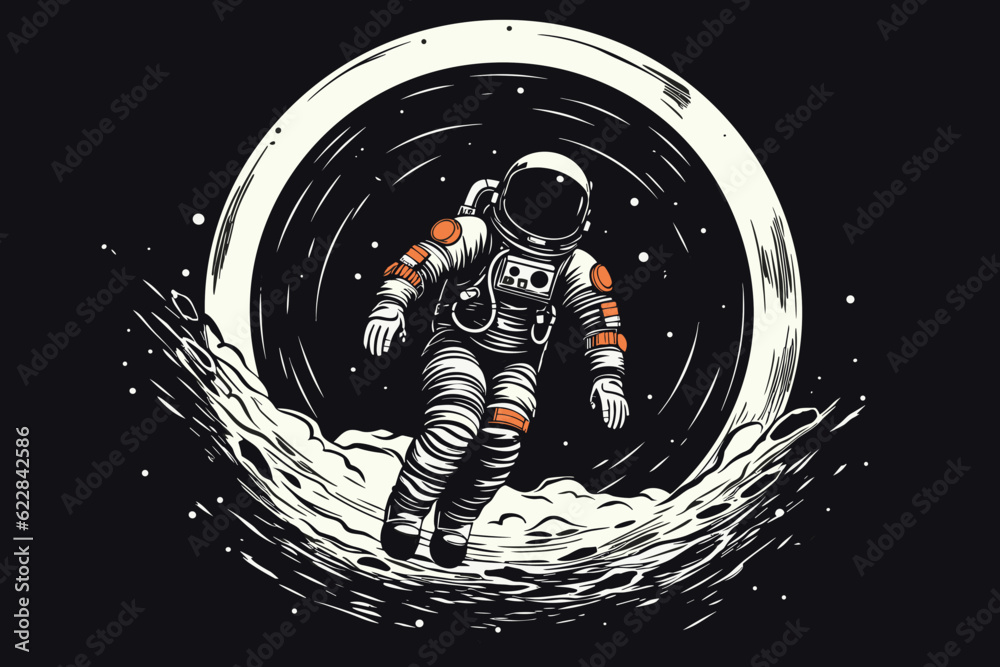 Doodle inspired Zero-gravity, cartoon sticker, sketch, vector ...