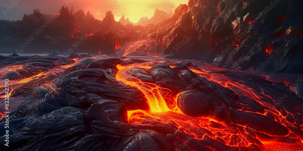 Magma river Stock Illustration | Adobe Stock