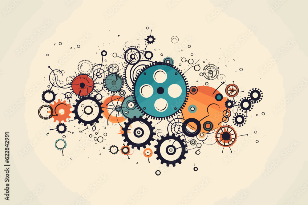 Vetor de Doodle inspired Cogs, cartoon sticker, sketch, vector ...