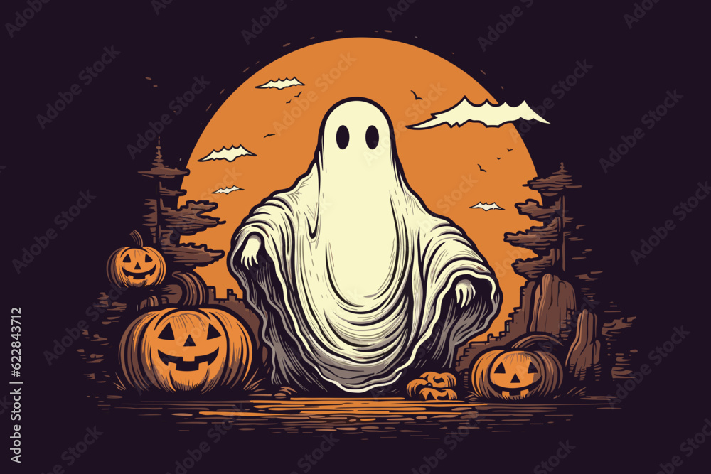 Vetor de Doodle inspired Spooky, cartoon sticker, sketch, vector ...