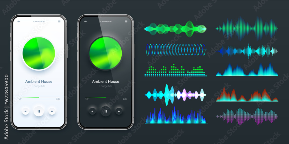 Online audio player user interface, smartphone app UI design. Music ...