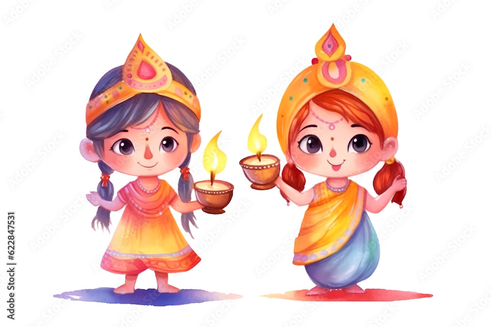 cute diwali festival cartoon character, created with Generative AI ...