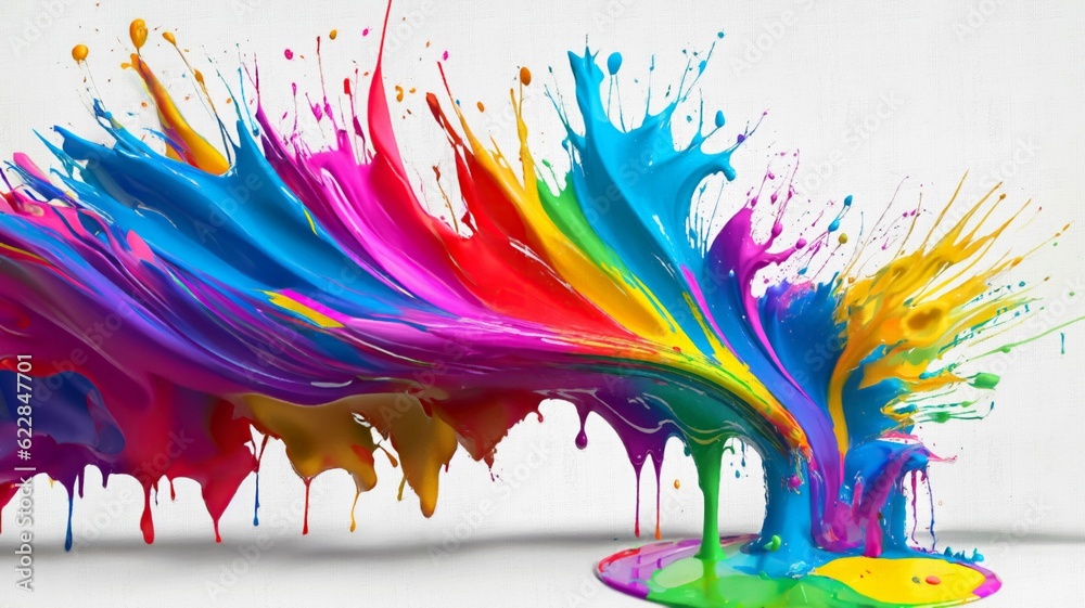 Colorful paint splashes. Bright explosive flow of multicolored paint ...