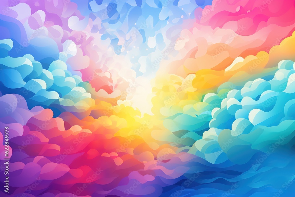 Colorful vibrant clouds background with cartoon style Stock ...